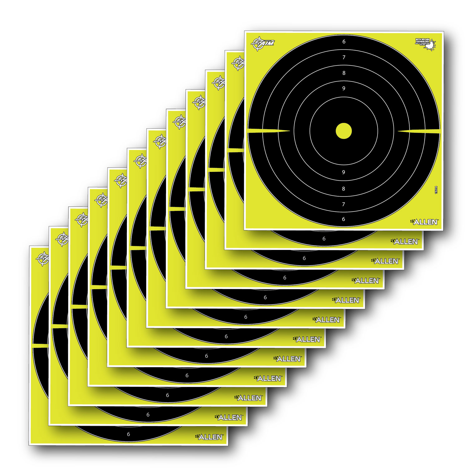 Allen EZ Aim 15214 Splash Bull's-Eye Target 12"x12" 12 Pack Yellow ...