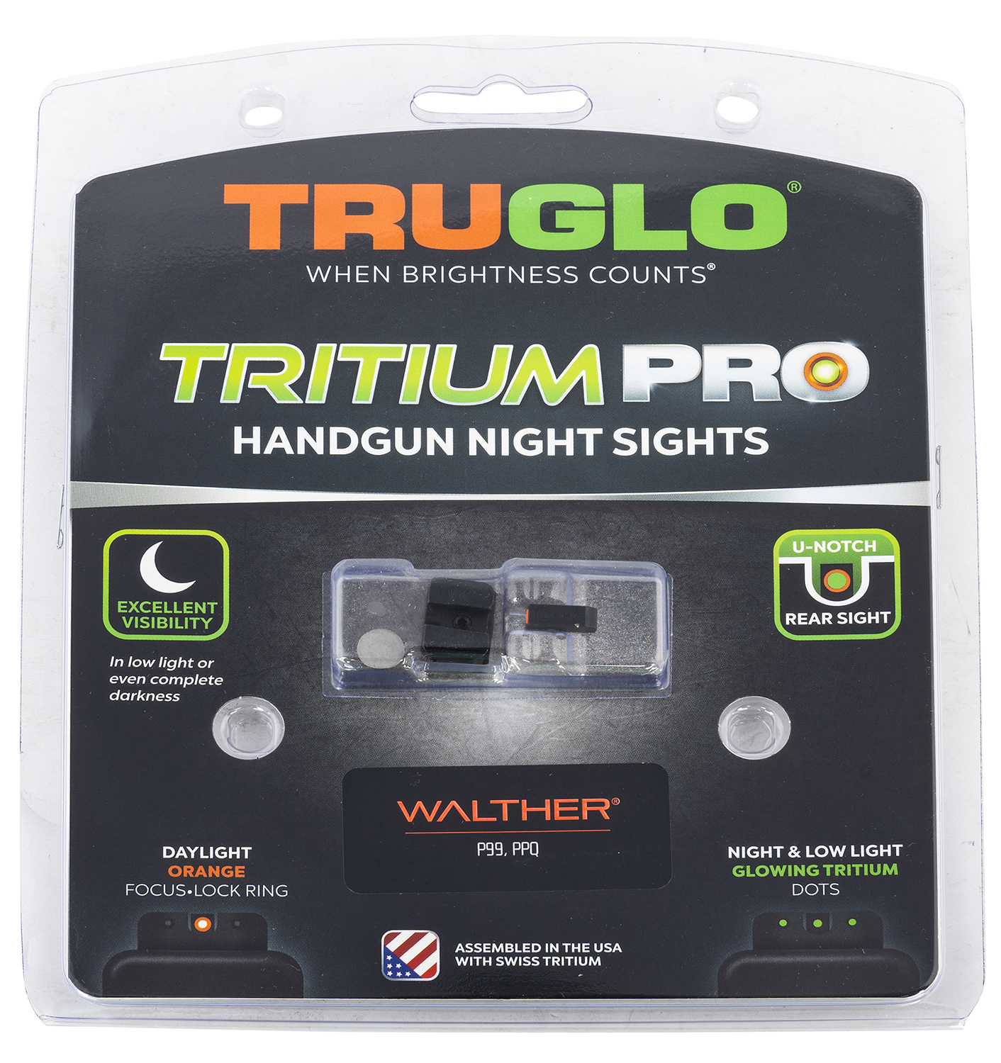 TruGlo TGTG231W1C Tritium Pro Black | Green Tritium Orange Outline ...