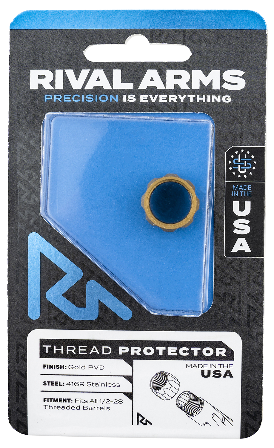 Rival Arms RARA300001E Thread Protector 9mm Luger Gold PVD 416R ...