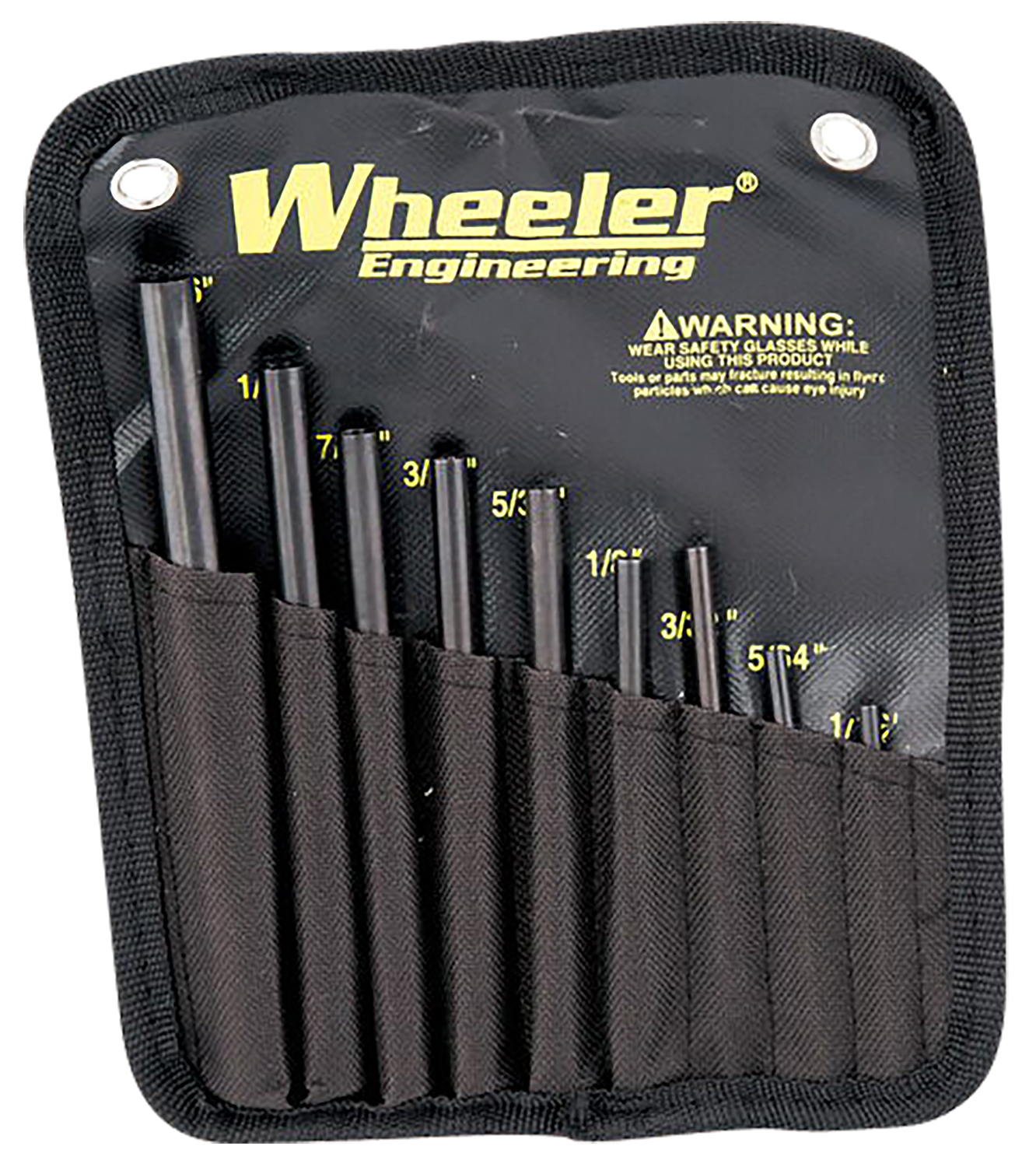 Wheeler 710910 Roll Pin Punch Set Starter Black/Yellow Steel Knurled ...