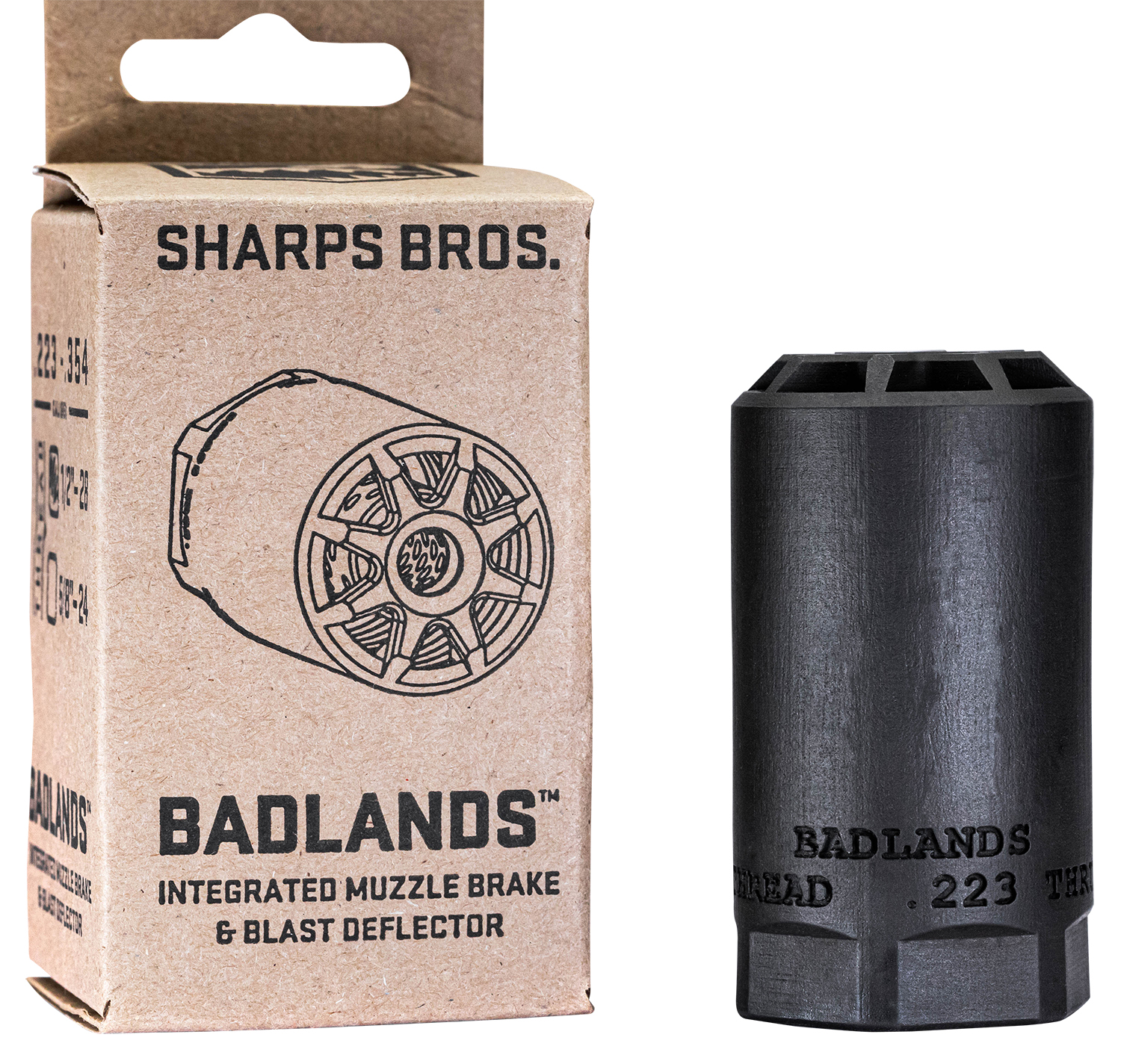 Sharps Bros BAD02 Badlands Muzzle Brake/Blast Deflector, Heat Treated ...