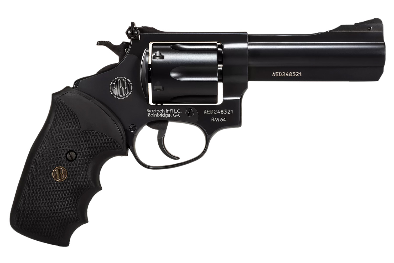 Rossi 2RM641 RM64 Medium Frame 357 Mag 6 Shot, 4in. Black Steel Barrel ...