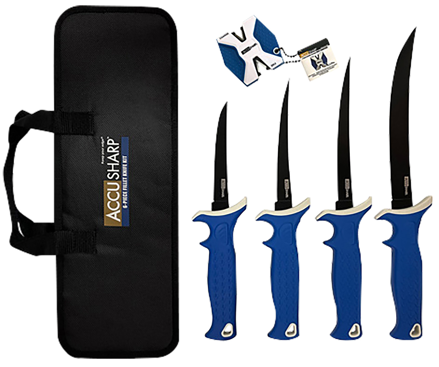 AccuSharp 6-Piece Fillet Knife Set with Sharpener & Zip Case, Stainless ...