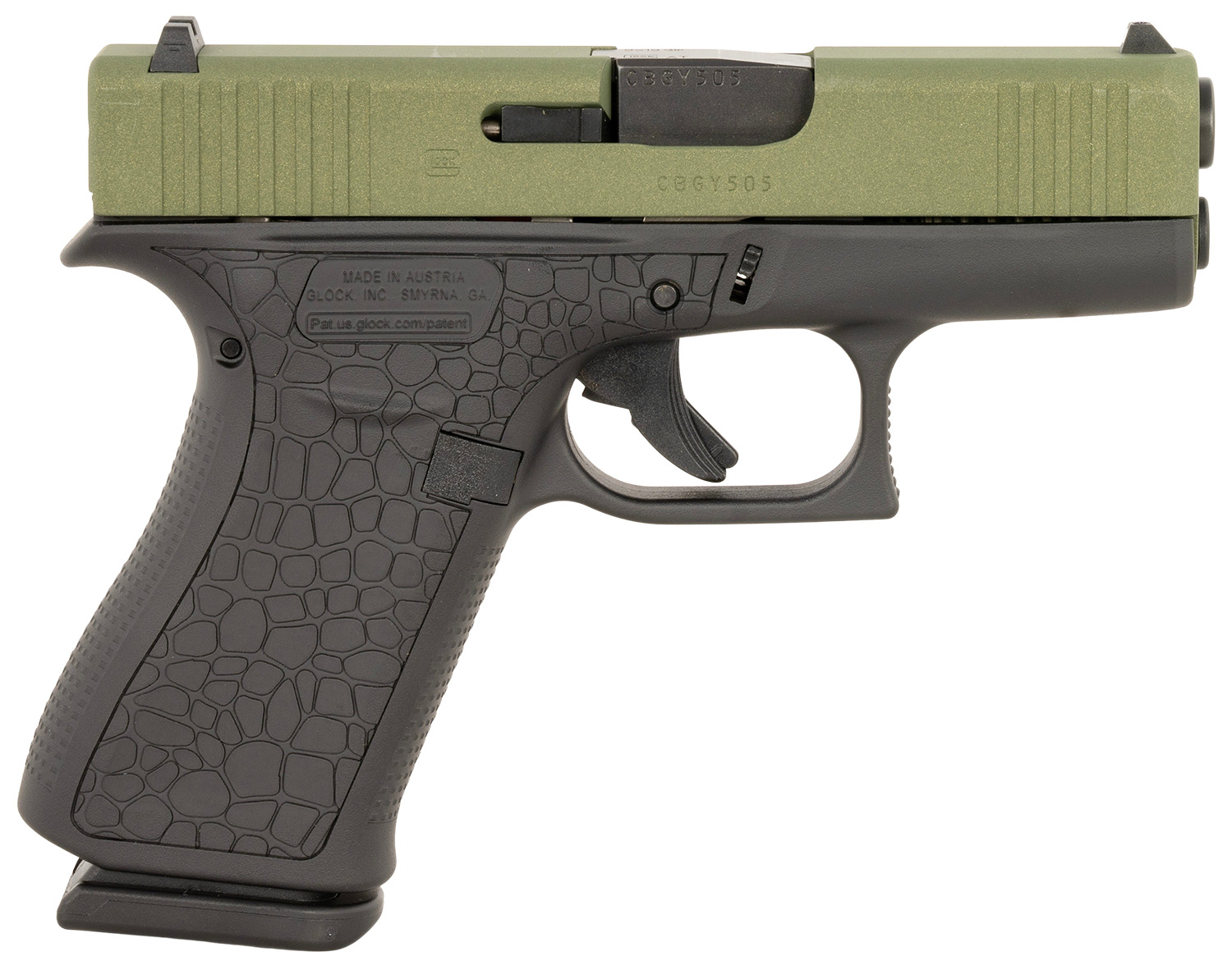 Glock G43X 9M LUGER Lime Green Cerakote Serrated Steel Slide*LAYAWAY ...