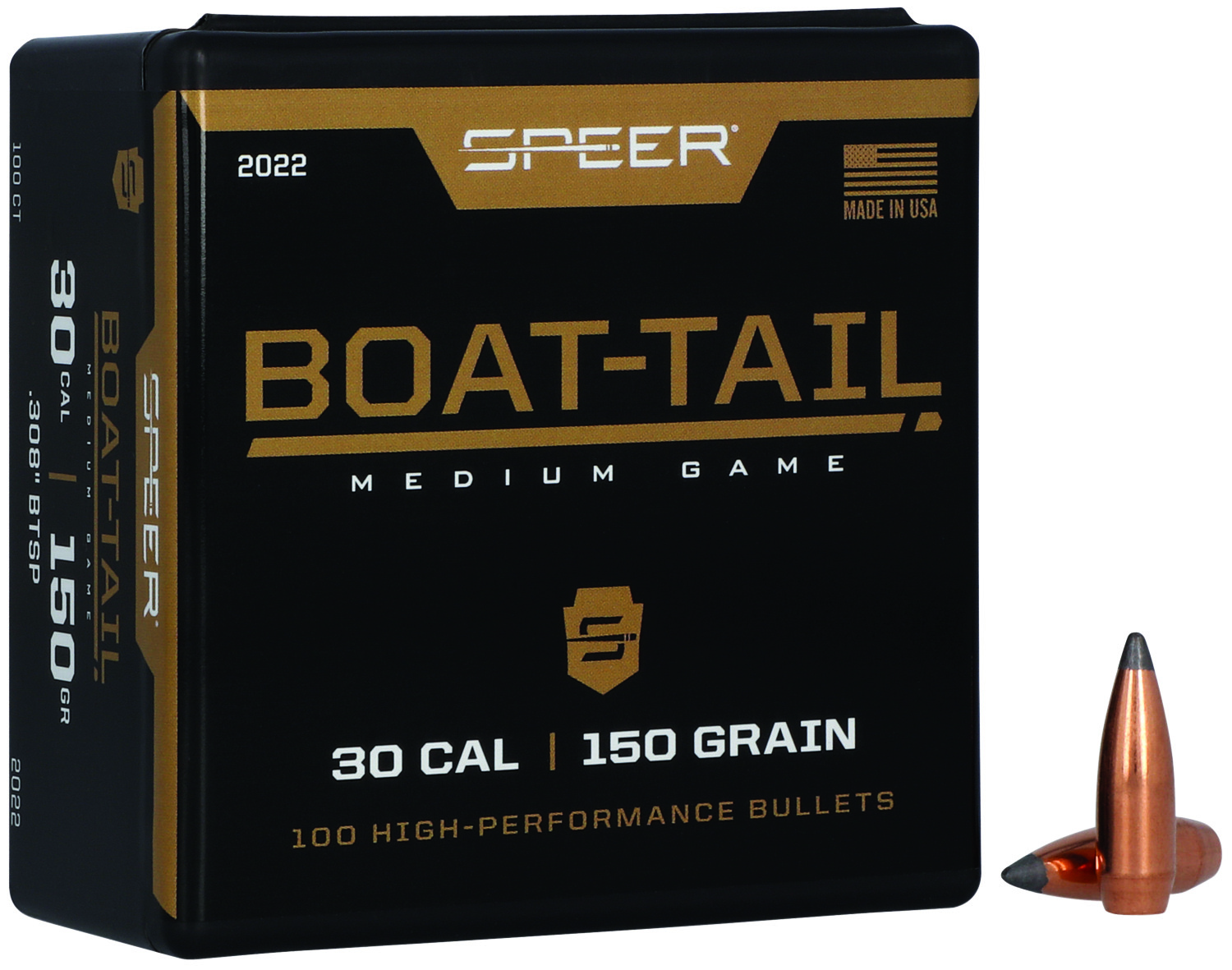 Speer 2022 Boat-Tail 30Cal 150gr Jacketed Soft Point Boat Tail 100 Per ...