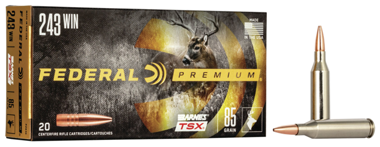 Federal P243K Premium 243 Win 85 gr Barnes TSX 20 Per Box/ 10 Case ...