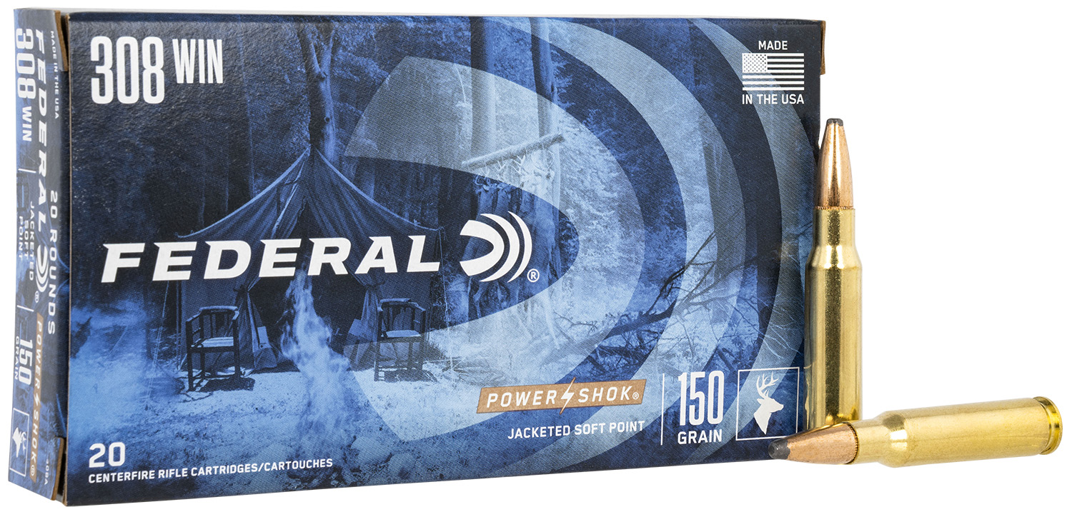 Federal 308A Power-Shok 308Win 150gr Jacketed Soft Point 20 Per Box/10 ...