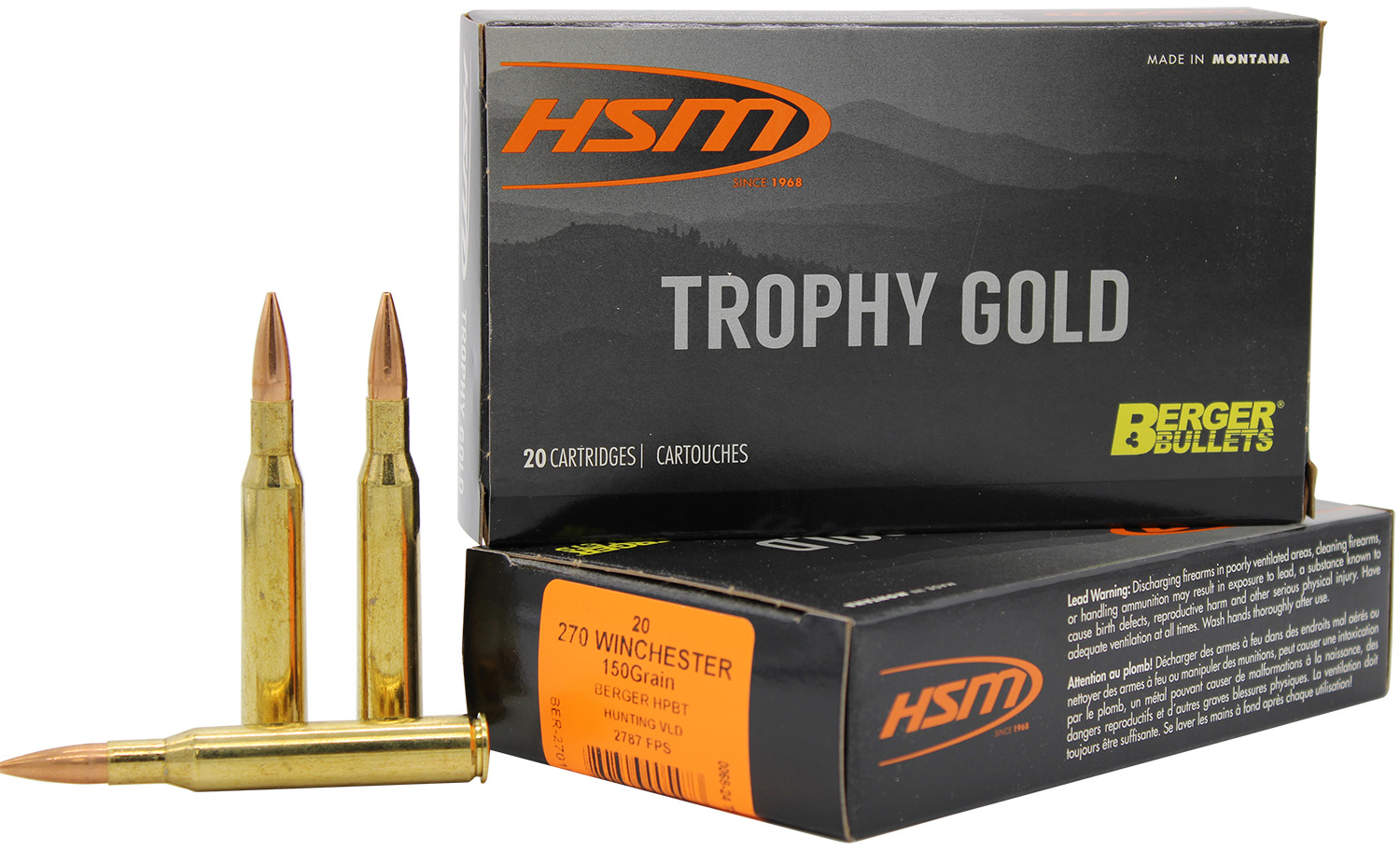 HSM 270150VLD Trophy Gold Extended Range 270 Win 150 gr Berger Hunting ...