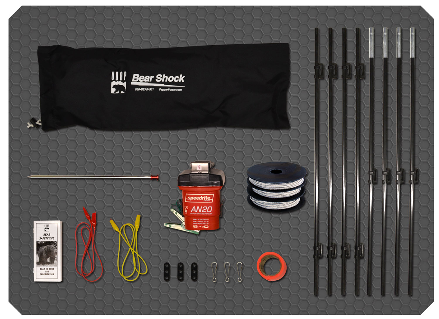 UDAP BEF Bear Shock Electric Fence 6" x 20" 3.7 lbs 110 ft Black - Less ...