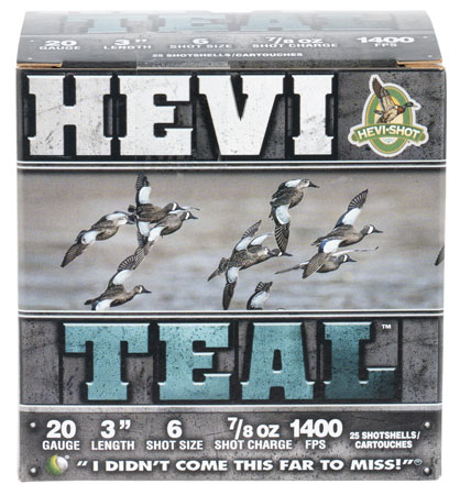 HEVI-Shot HS62006 HEVI-Teal 20Gauge 3in. 7/8oz 6Shot 25 Per Box/10 Case ...